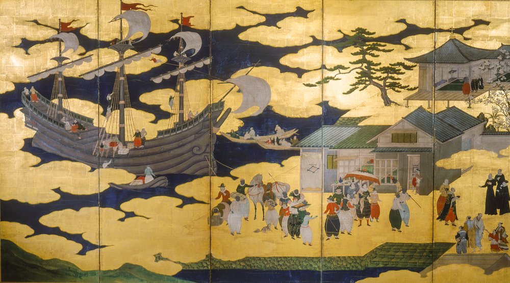 Samurai - Folding screen of Namban Byobus - Southern Barbarians - A ...