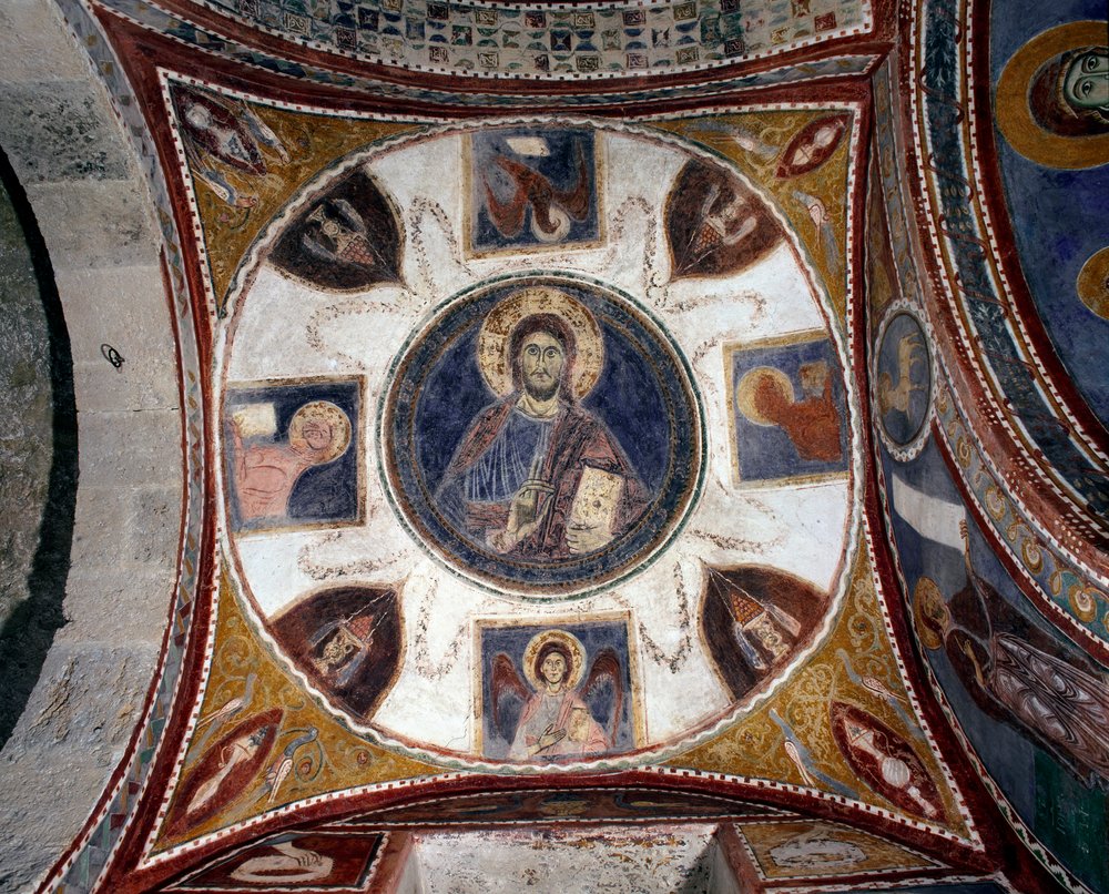 Christ Giving Blessing Surrounded by Symbols of Evangelists