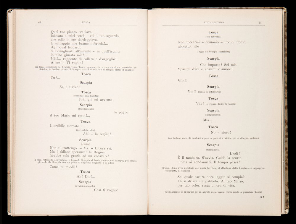 Libretto of Tosca by Giacomo Puccini, Edition Ricordi, Italy