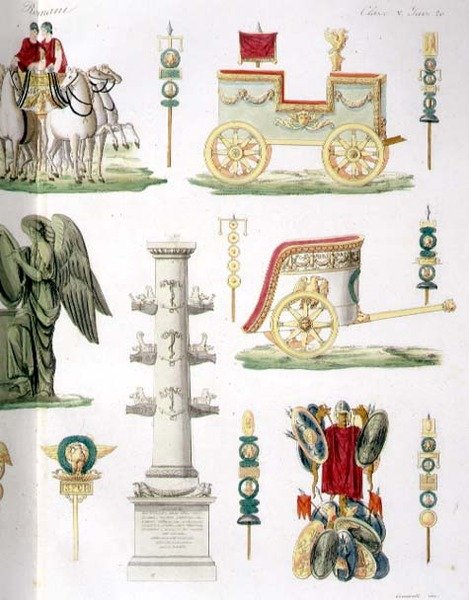 Roman Chariots, Trophies and Military Monuments, detail of plate 20 ...