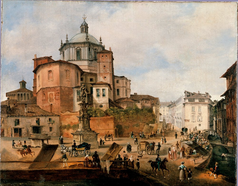 View of the Square Vetra and the Apse of the Basilica of San Lorenzo ...