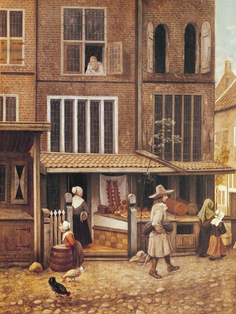 Corner of a Town with a Bakery by Jacobus Vrel or Frel