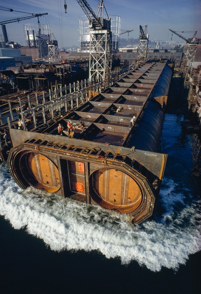 A section of tunnel tube for BART, Bay Area Rapid Transit mass transit ...