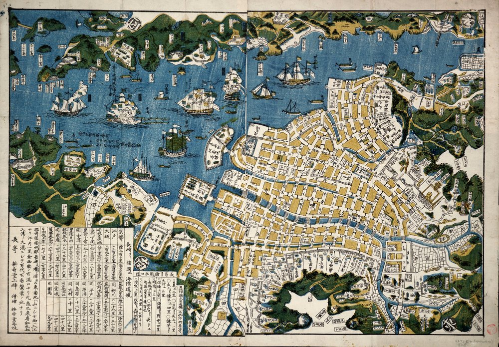 Map of Nagasaki, Japan by Japanese School: Fine art print