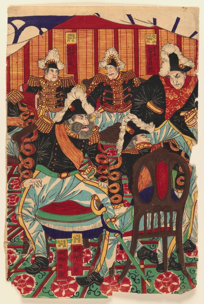 Three Sheets of a Triptych by Japanese School