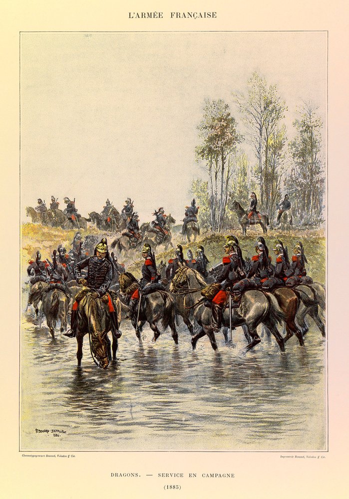 Types and Uniforms of the French Army: Dragons; Field Service in 1885 ...