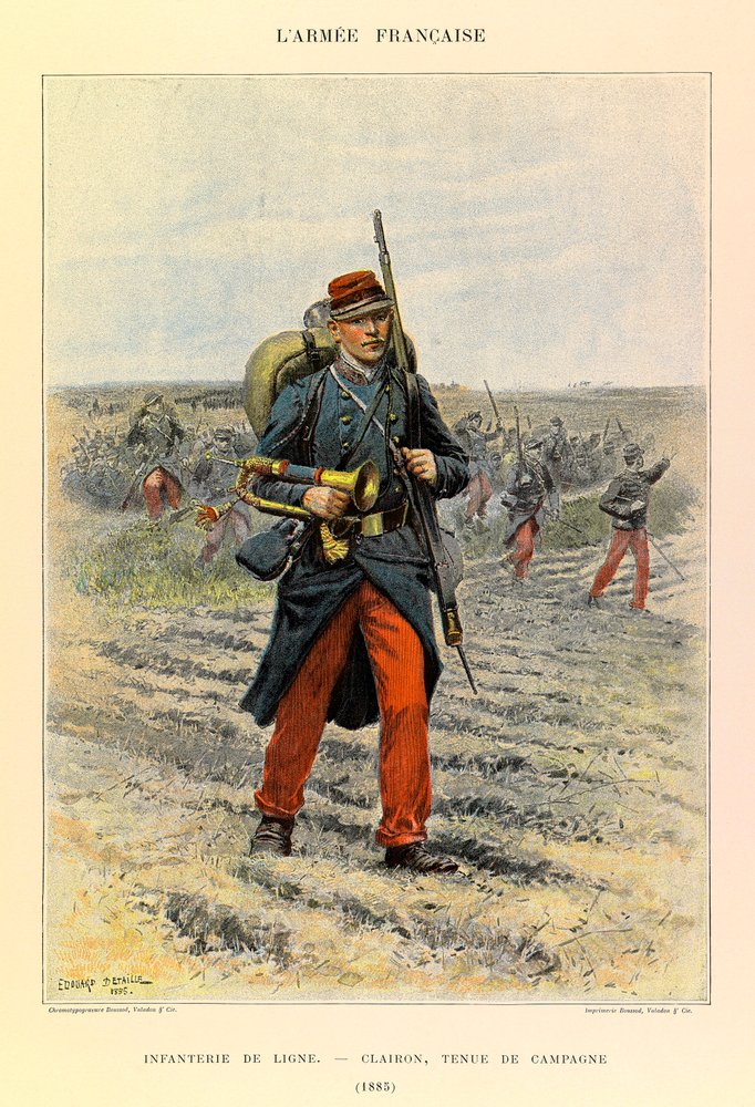 Types and Uniforms of the French Army: Line Infantry; Bugler in Field ...