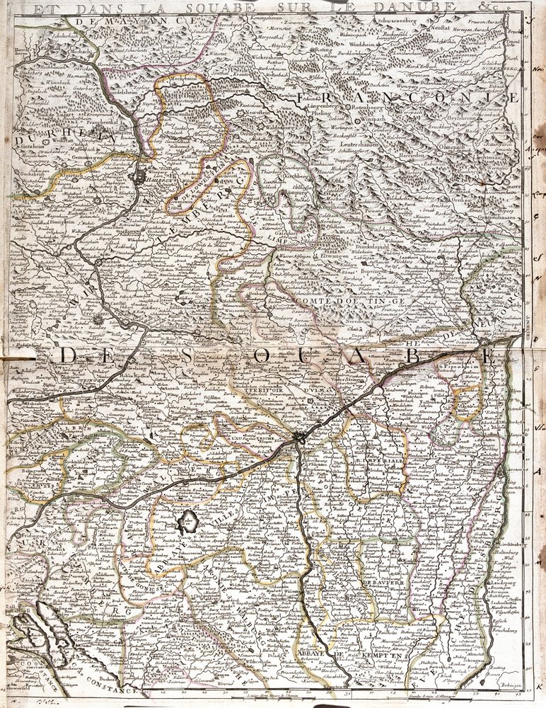 Map of Swabia (Engraving) by Jean-Baptiste Nolin
