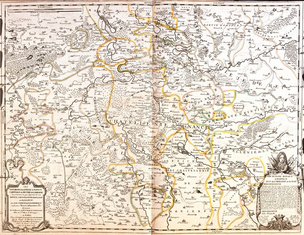 Map of the Area of Nancy (France) by Jean Baptiste Nolin
