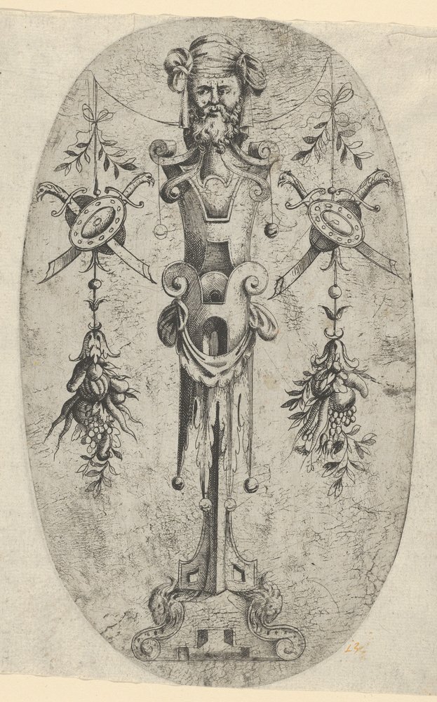 Male Terminal Figure, Head with Beard and Turban on a Three-Quarter ...