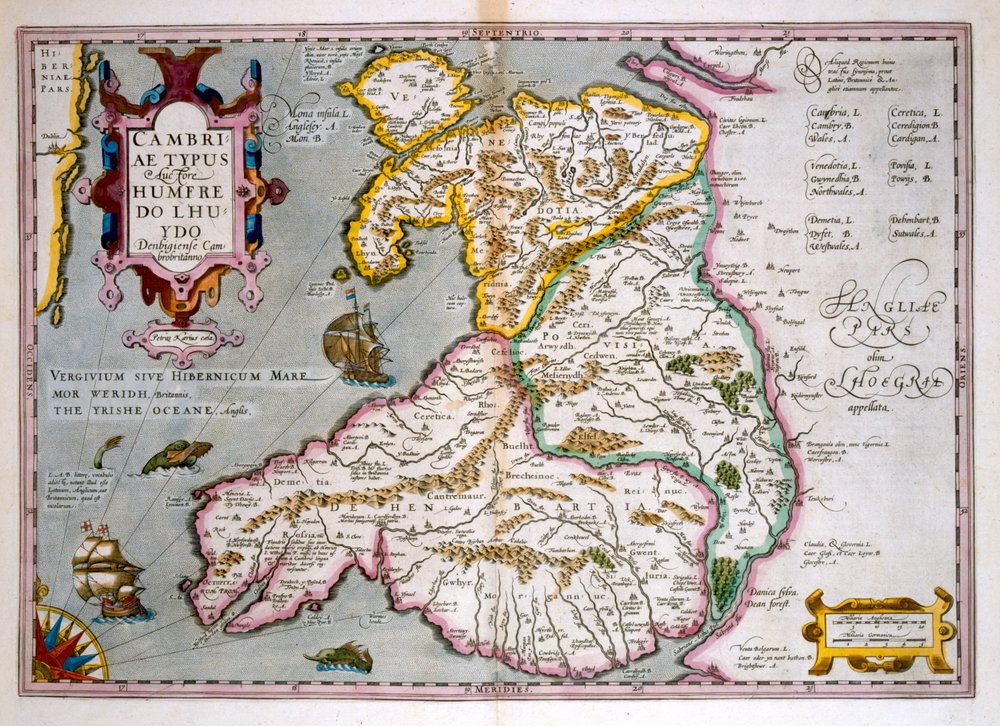 Map of Wales by Jodocus Hondius: Premium art reproduction