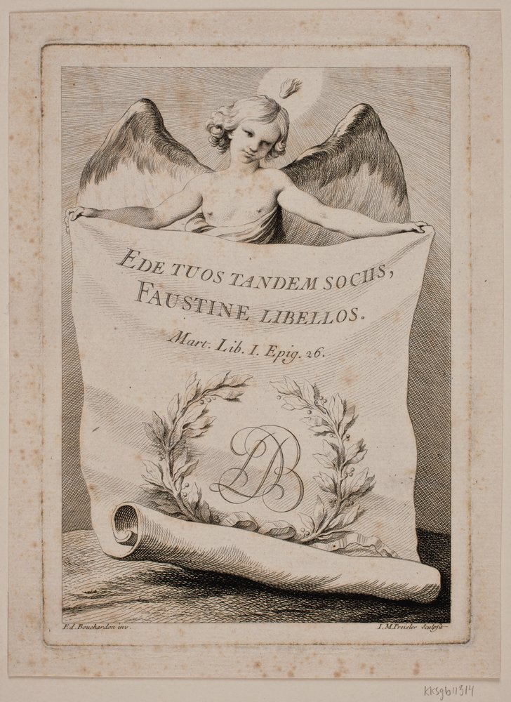 Title Copperplate with an Angel Holding a Large Paper