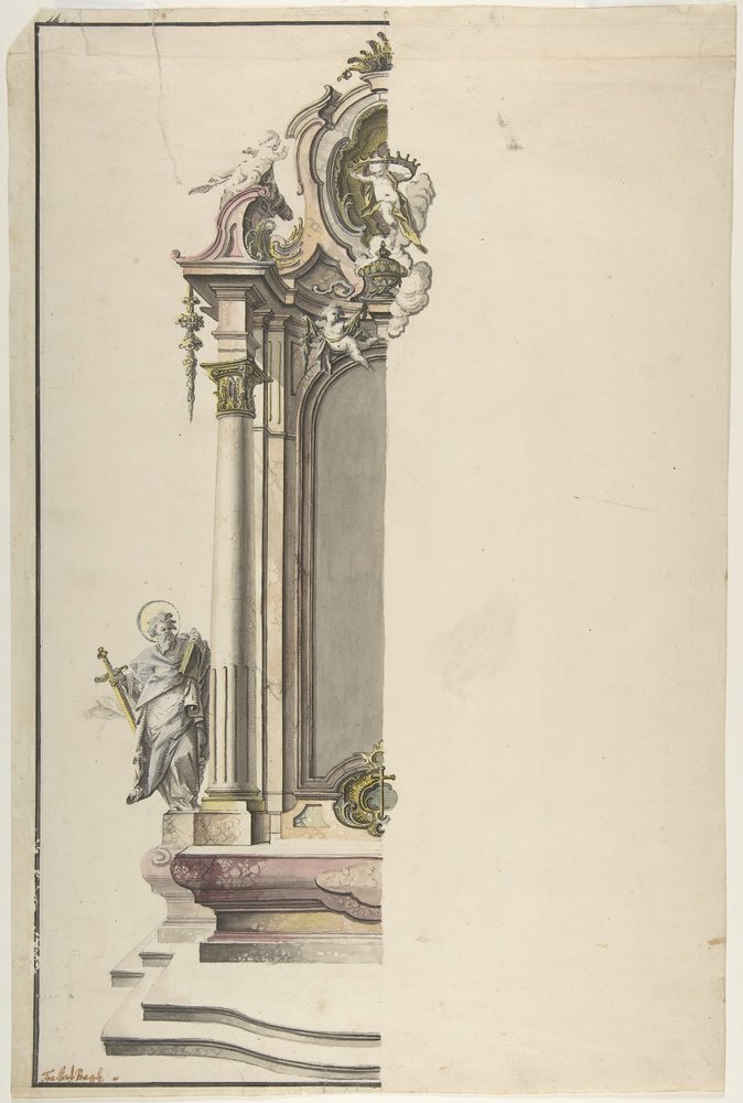 Design for an Aedicular Altar with St. Paul at the Left