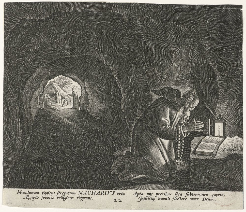 Macarius of Egypt as a Hermit by Johann Sadeler (I)