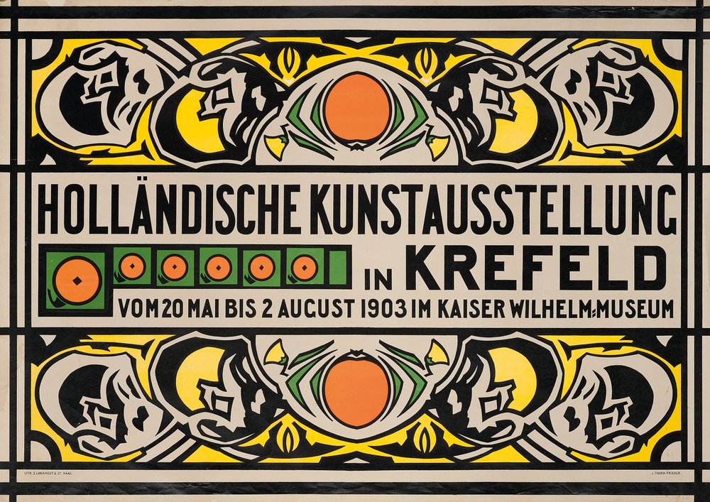 Poster advertising the Dutch Art Exhibition in Krefeld's Kaiser Wilhelm ...