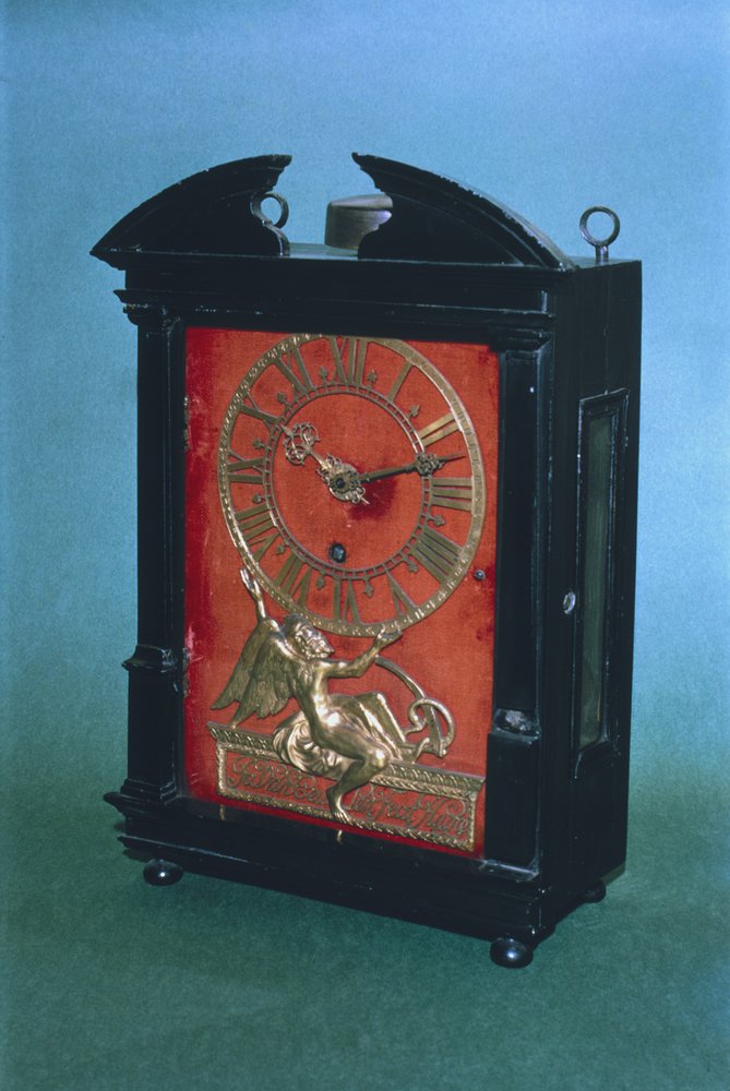 Early weight driven pendulum clock, possibly designed by Christian ...