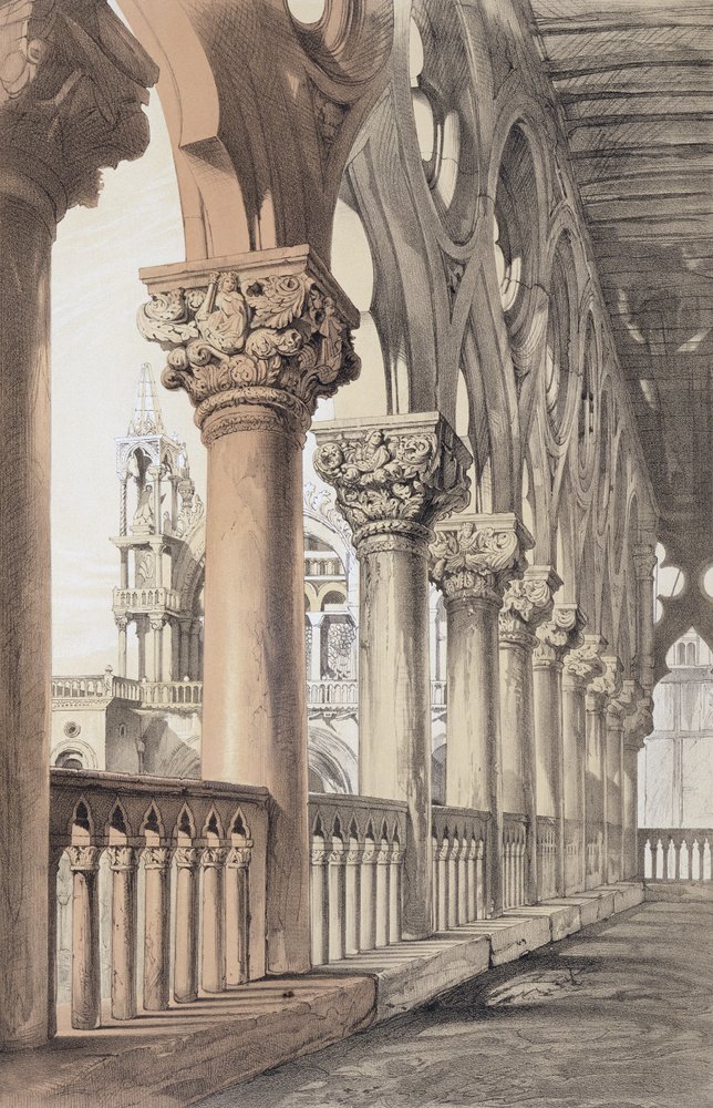 The Ducal Palace, Renaissance Capitals of the Loggia, from 'Examples of ...
