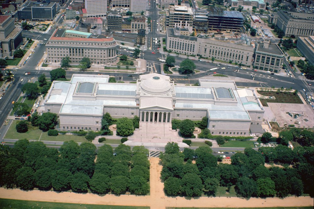 Aerial view of the National Gallery of Art West Building, completed in 1941