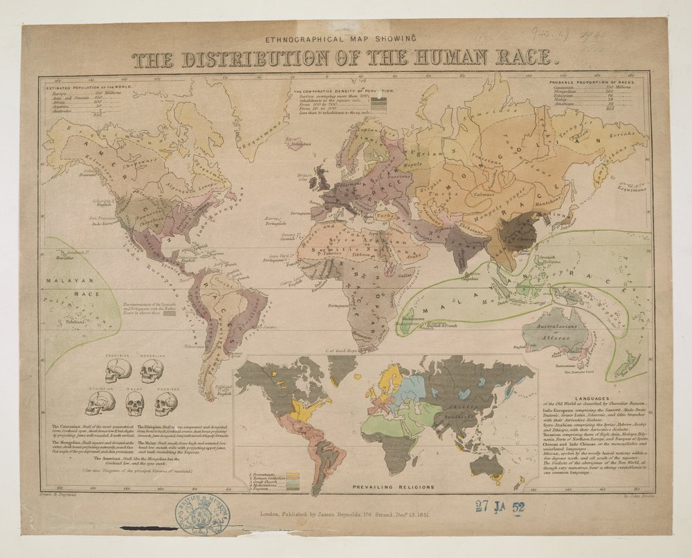 Ethnographical Map, showing the distribution of the Human Race