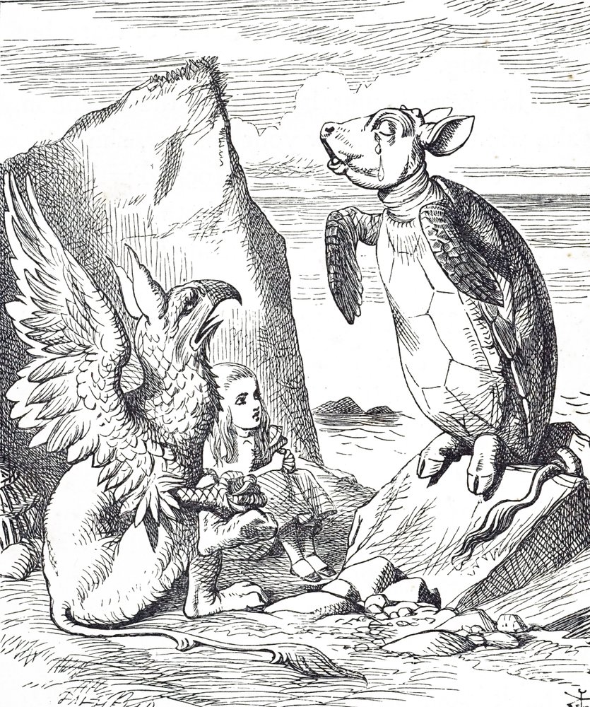 Alice, Mock Turtle and the Gryphon from Alice's Adventures in Wonderland