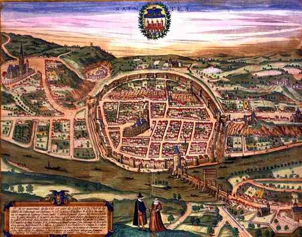 Map of Saintes, from 'Civitates Orbis Terrarum' by Georg Braun and ...