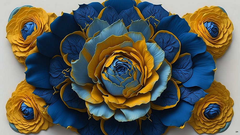 Mandala: Roses-Blue Elements 01 by Josef Johann Michel