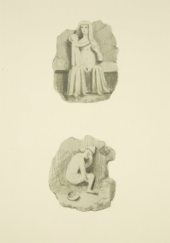 Two groin stones in ceiling of St Mary Redcliffe