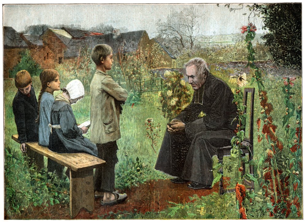 Catechism lesson by Jules-Alexis Meunier: Fine art print