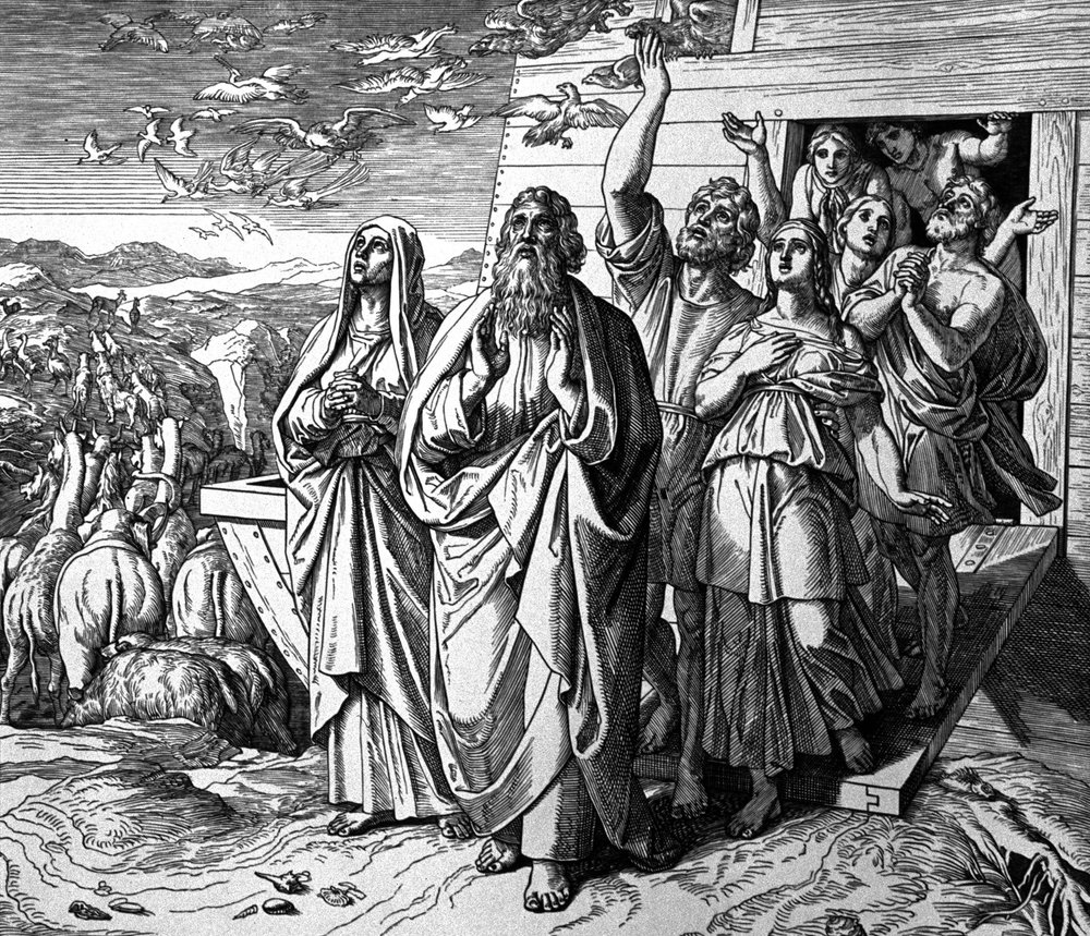 Noah leaving the ark after Deluge