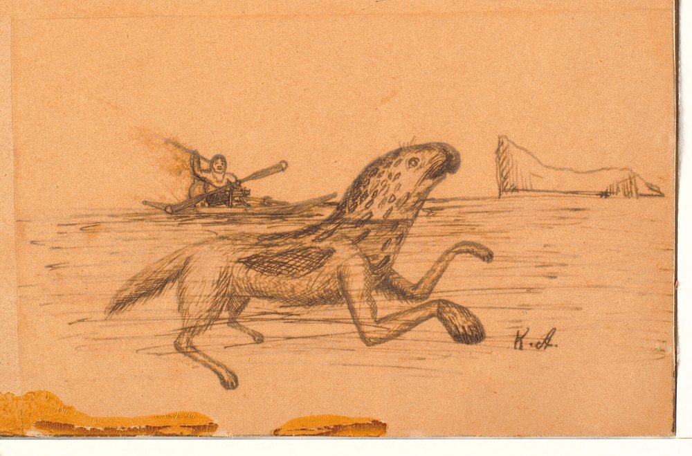 A Tupilak Harpooned by a Kayaker by Kaarale Andreassen