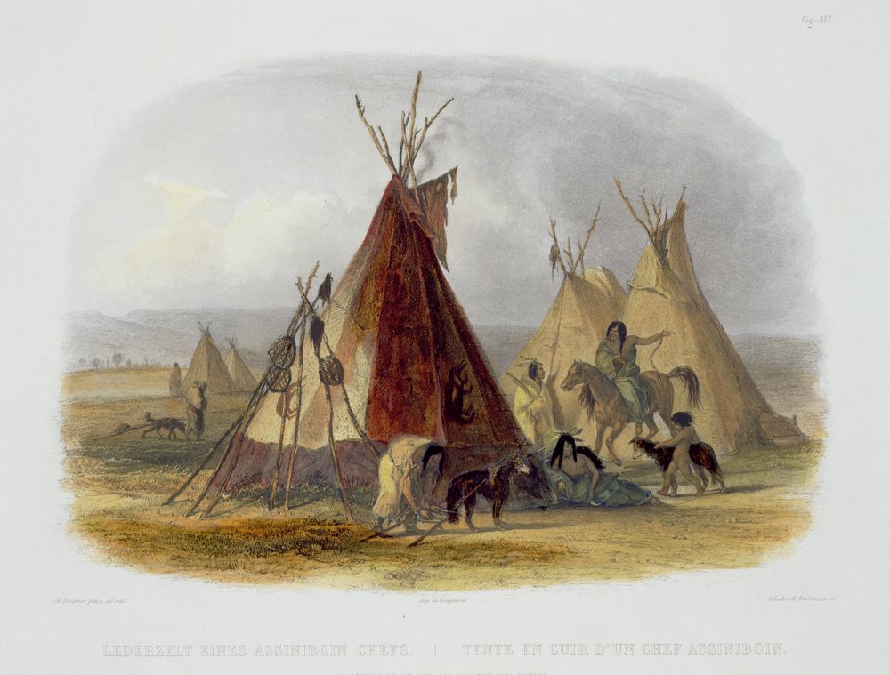 A Skin Lodge of an Assiniboin Chief by Karl Bodmer