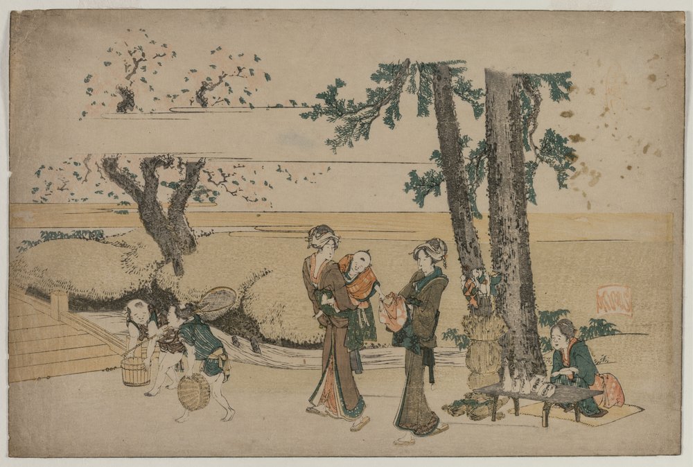Woman Passing a Roadside Shop Near Oji, Early 1800s