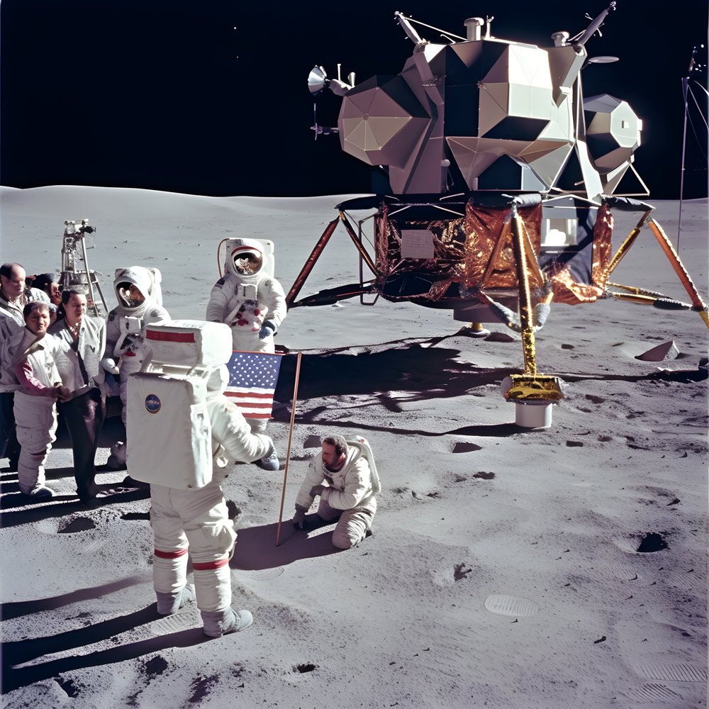 Group of People with TV Camera Showing the Fake Apollo 11 Project 3
