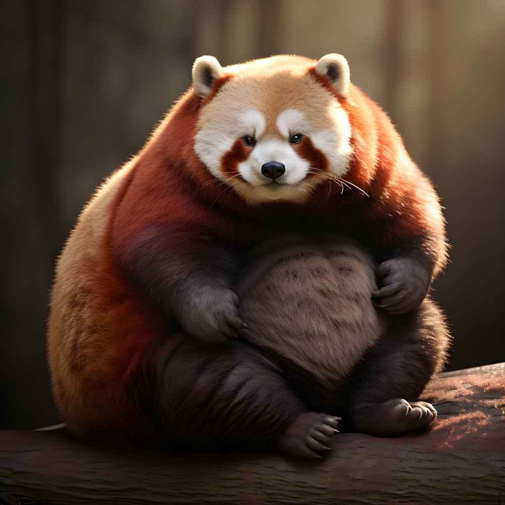 Red Panda and Obese Human Child by Kurt Heppke