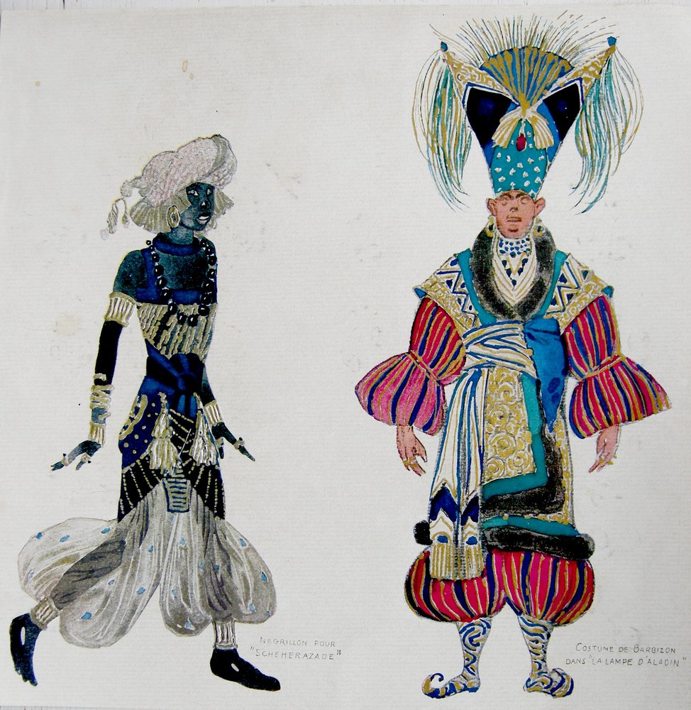 Costumes for a Negro Boy in 'Scheherazade' and Barbizon in 'Aladdin's Lamp'