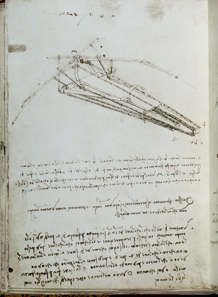 Flying Machine Drawing by Leonardo da Vinci