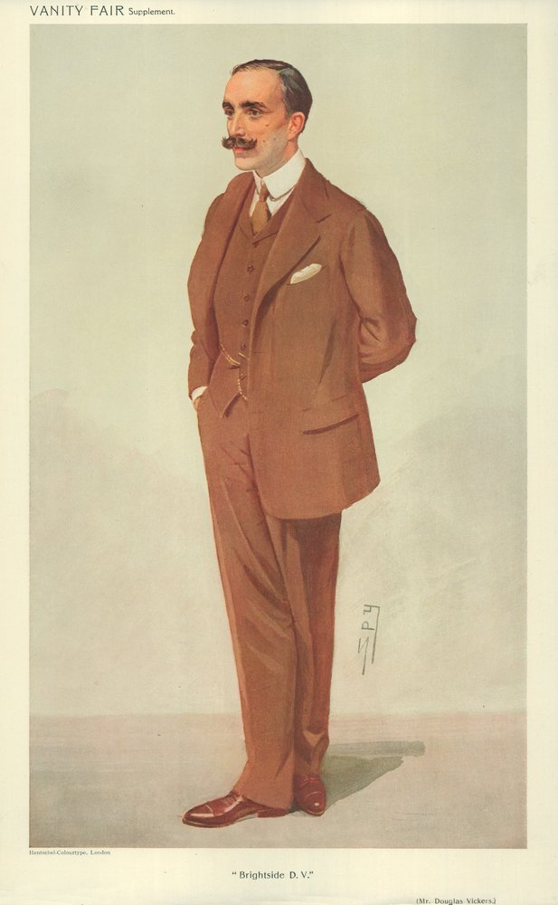 Mr Douglas Vickers, Brightside DV, 30 December 1909, Vanity Fair cartoon