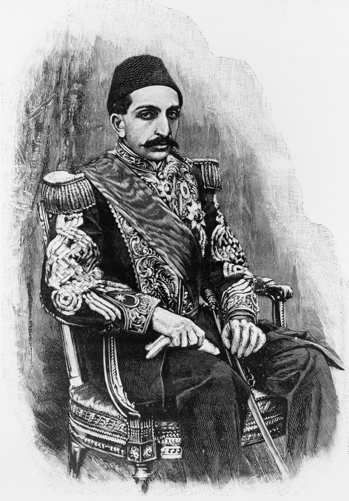 Portrait of Abdul Hamid II, 34th Sultan of Ottoman Empire, engraving ...