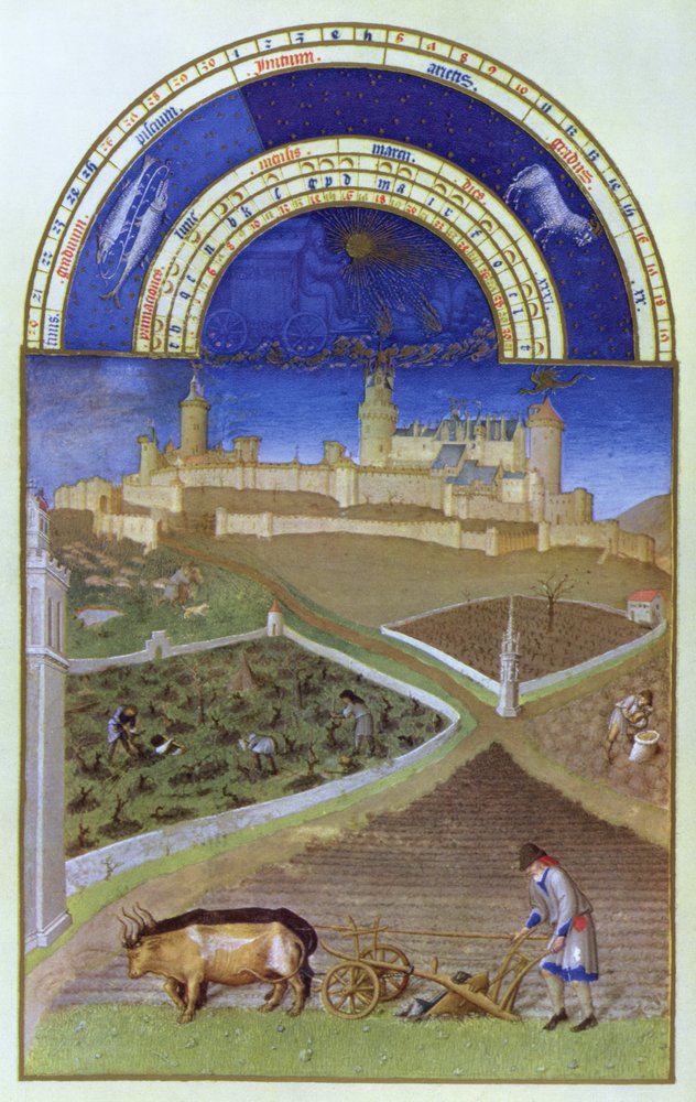 Facsimile of March: Peasants at Work on a Feudal Estate, from the 'Tres ...