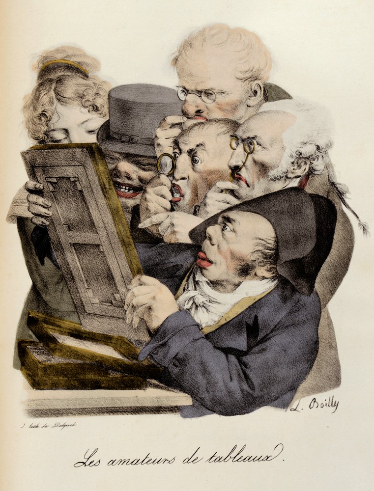 Lovers of Paintings Engraving by Louis-Leopold Boilly
