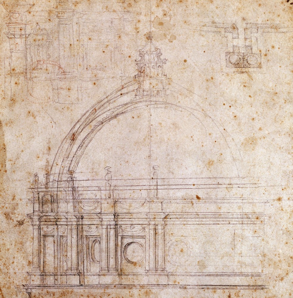 Design drawings for dome of St. Peter's Basilica in Vatican, design by ...