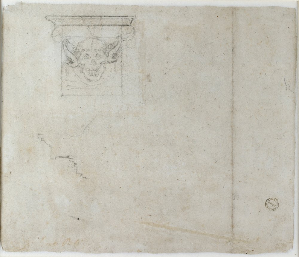 Studies of Architectural Details and a Grotesque Mask