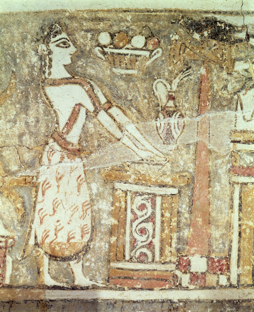 Priestess at an altar, detail from a sarcophagus from a tomb at Ayia ...