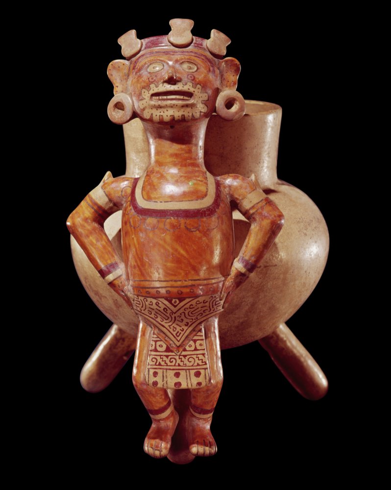 Tripod vase with an effigy figure, from Miahuatlan, Oaxaca