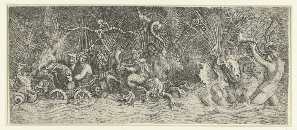 Sea Gods on a Triumphal Chariot Pulled by Mythical Creatures
