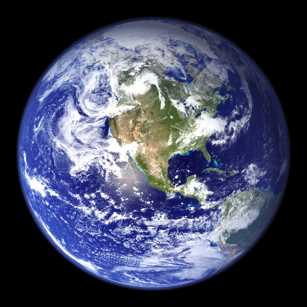 Satellite view of the Earth with North America in the center of the image