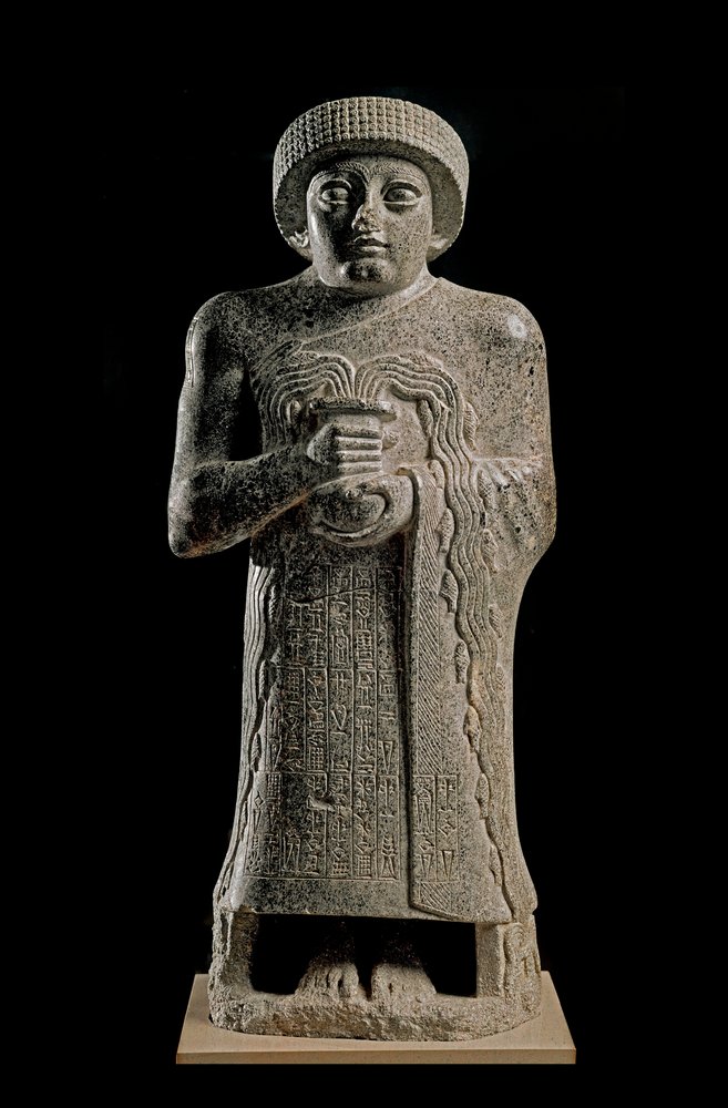Sumerian Art: Detail of the Statue of Gudea, Prince of Lagash known as ...