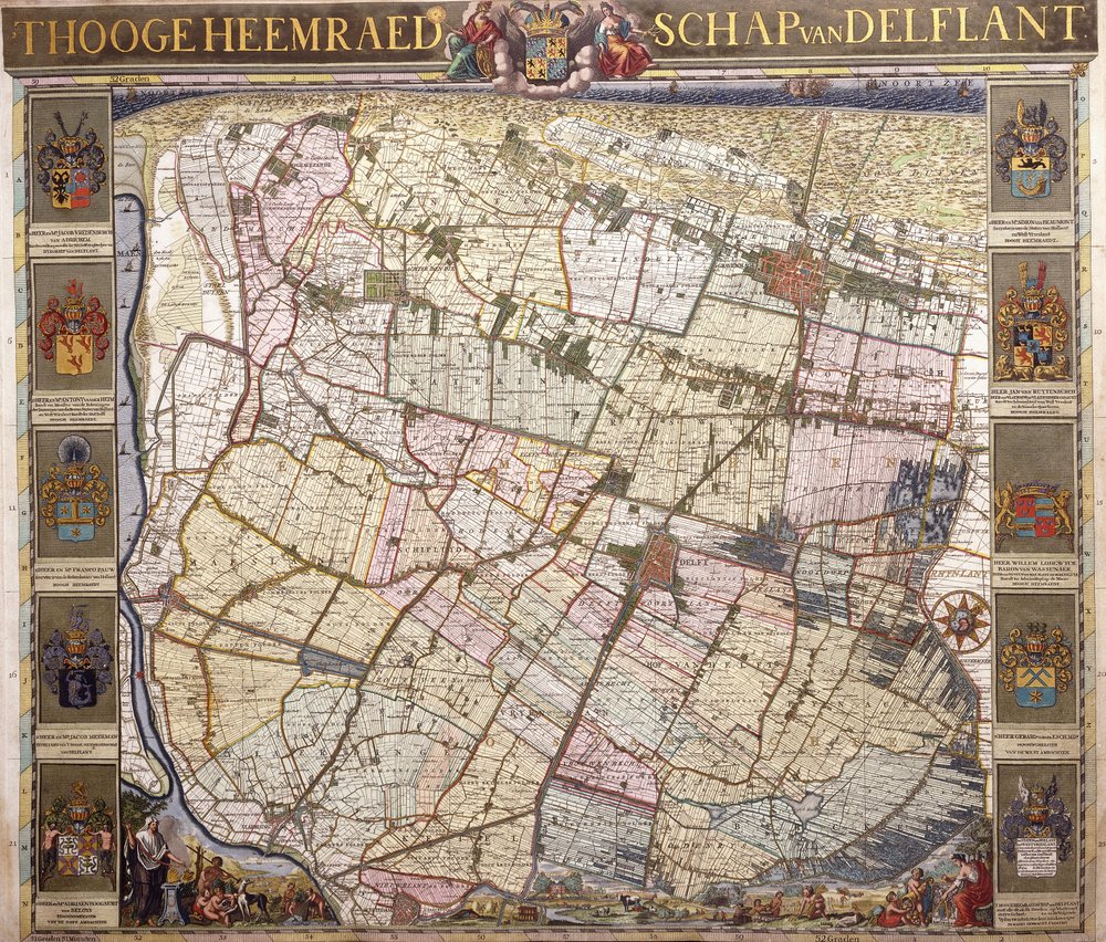 Wall-Map of Delftland by Netherlandish School