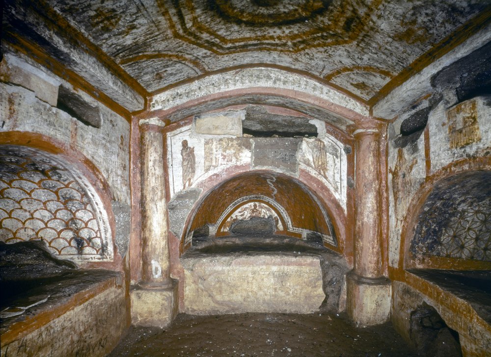 Early Christian Art: Catacombs of Domitilla, Cubicle of Orpheus, mid ...