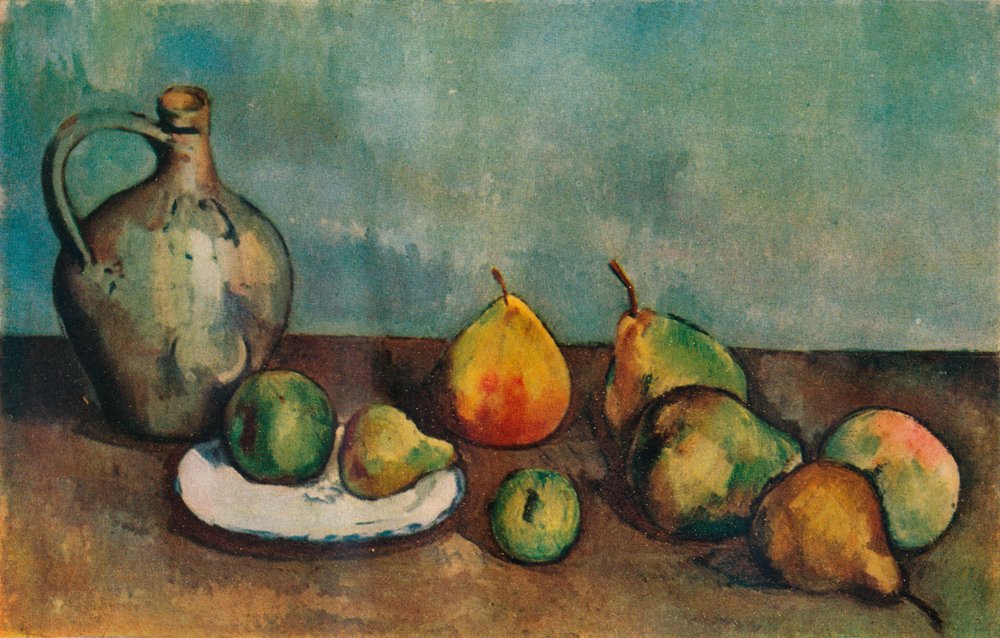 Still life, pitcher and fruit by Paul Cézanne